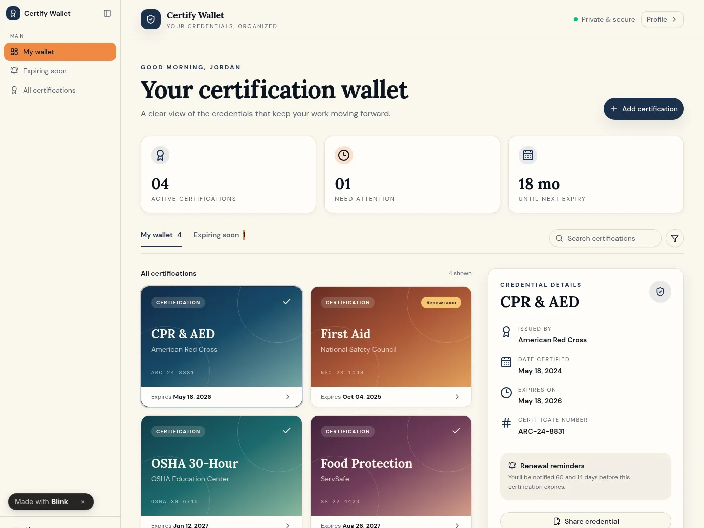Certify Wallet Web