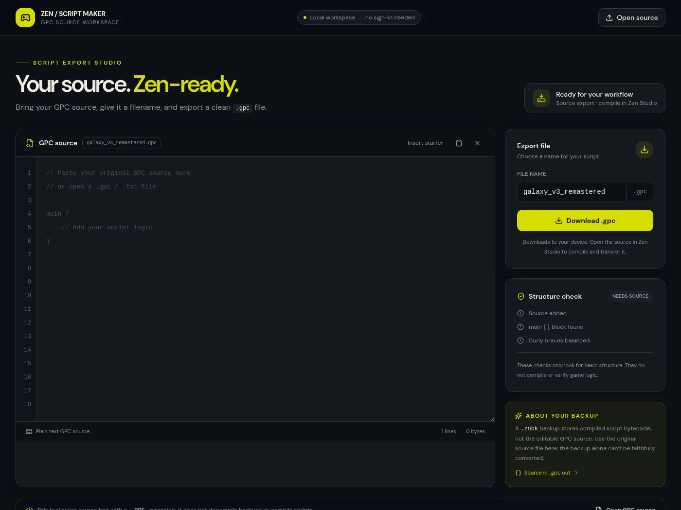 GPC Zen Script Maker