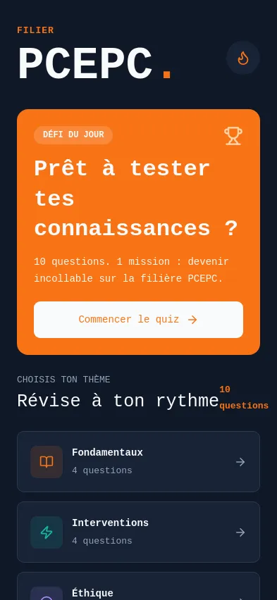 Filier PCEPC Quiz Game