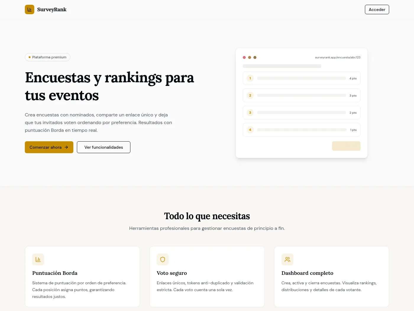 SurveyRank Events Manager