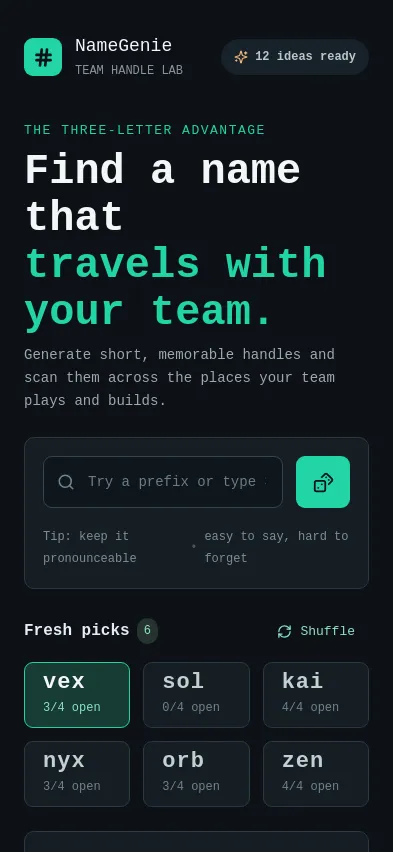 NameGenie Mobile