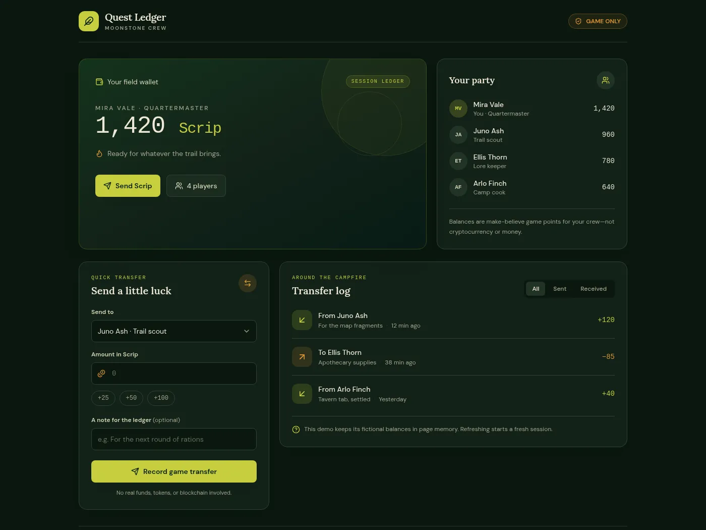 LARP Wallet Simulator