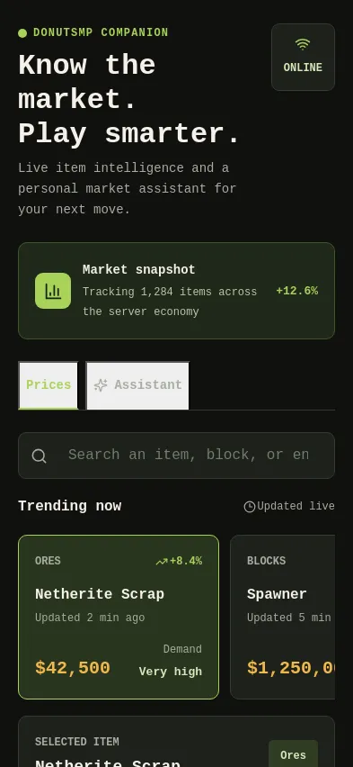 DonutSMP Assistant App