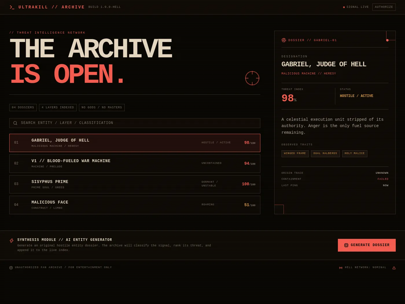 Ultrakill AI Fan Hub