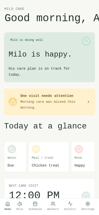 Milo Care Mobile App