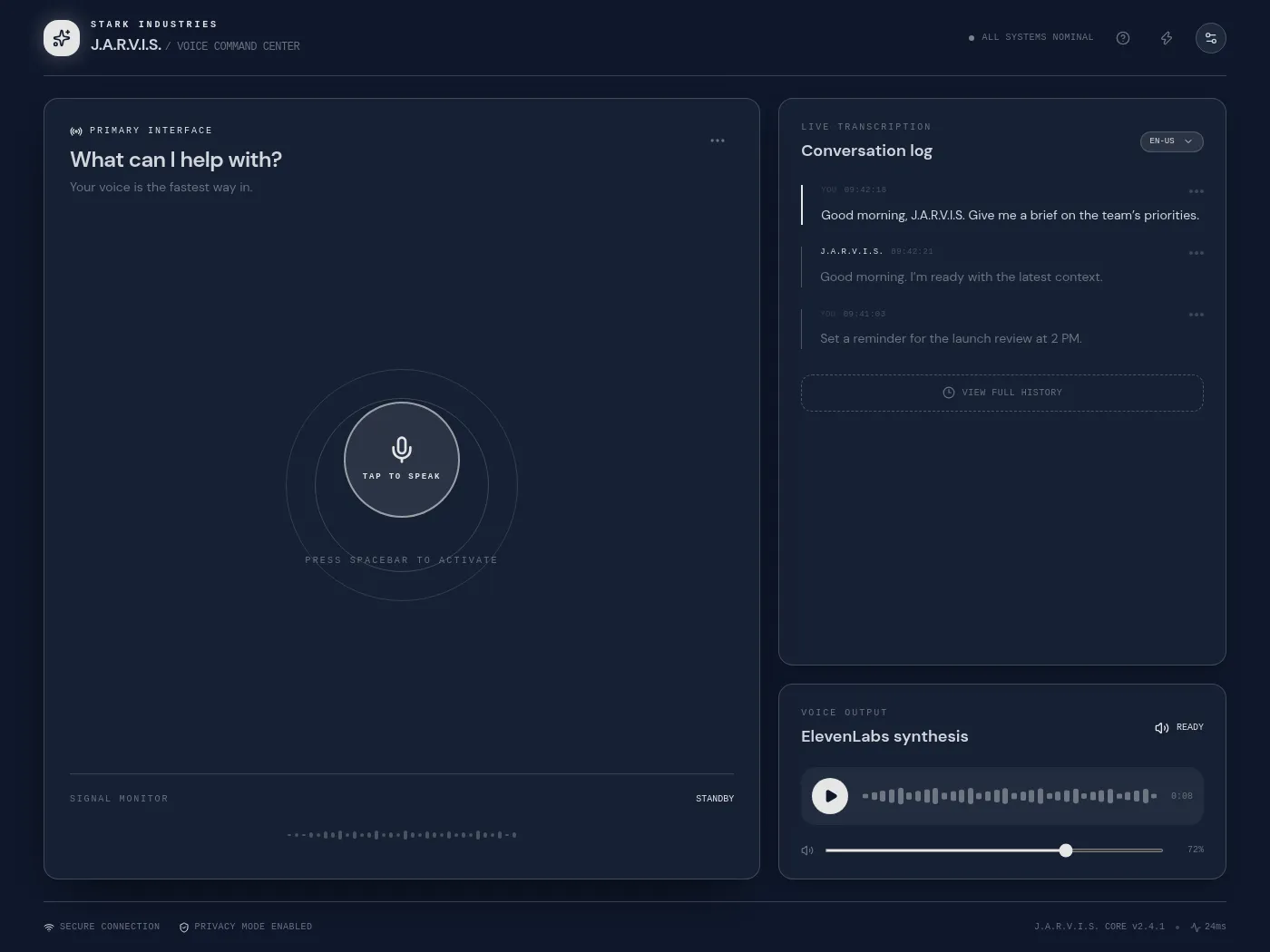 J.A.R.V.I.S Voice Interface