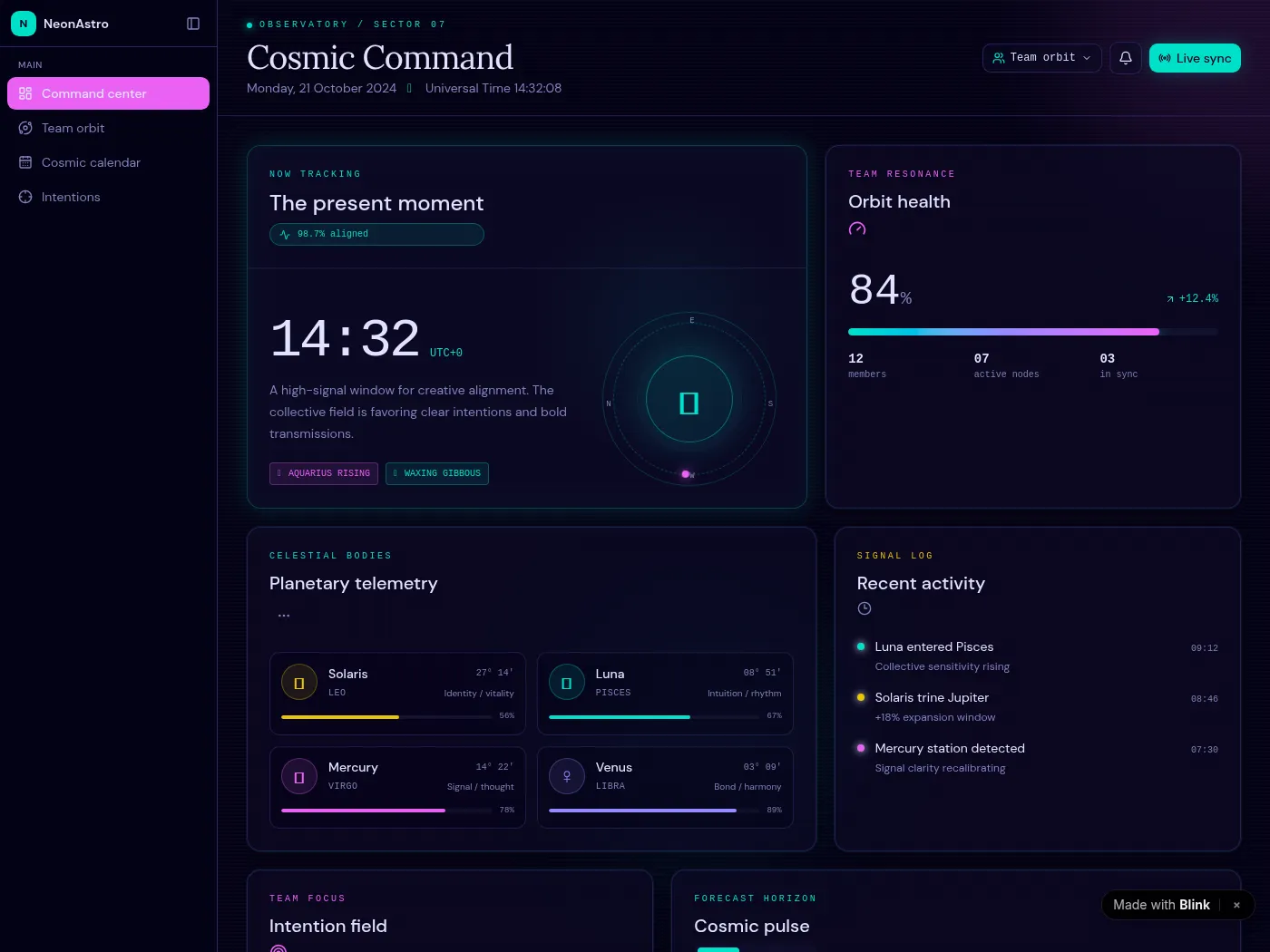 NeonAstro Dashboard