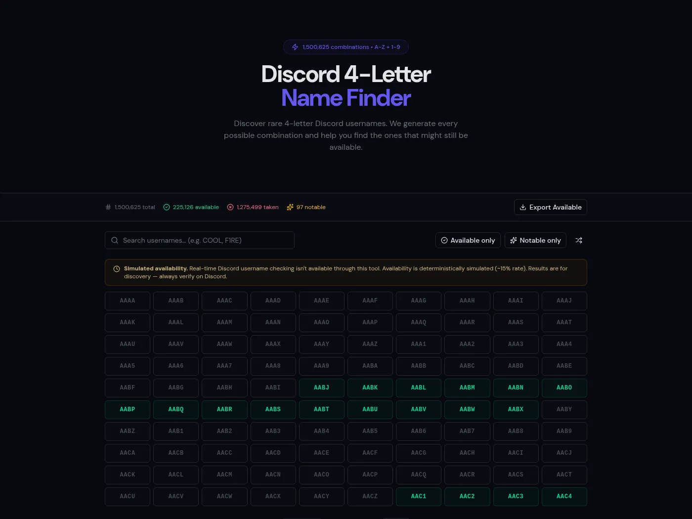 Discord 4-Letter Finder
