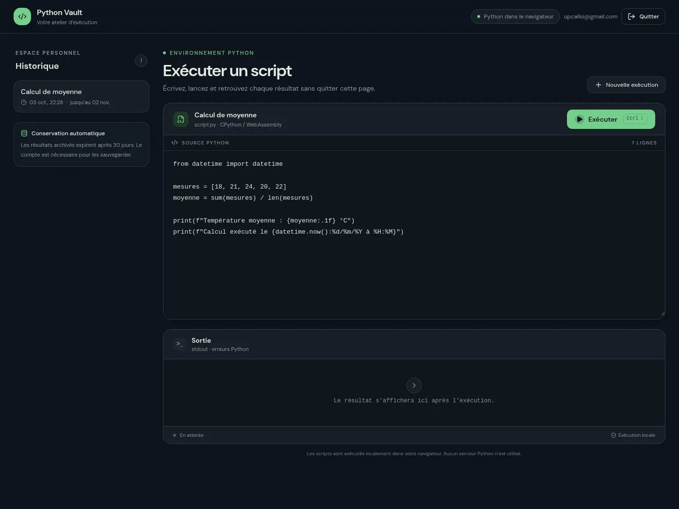 Résultats Python Saver