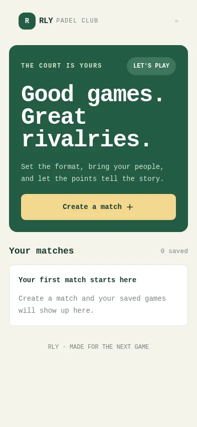 RLY Padel Match App