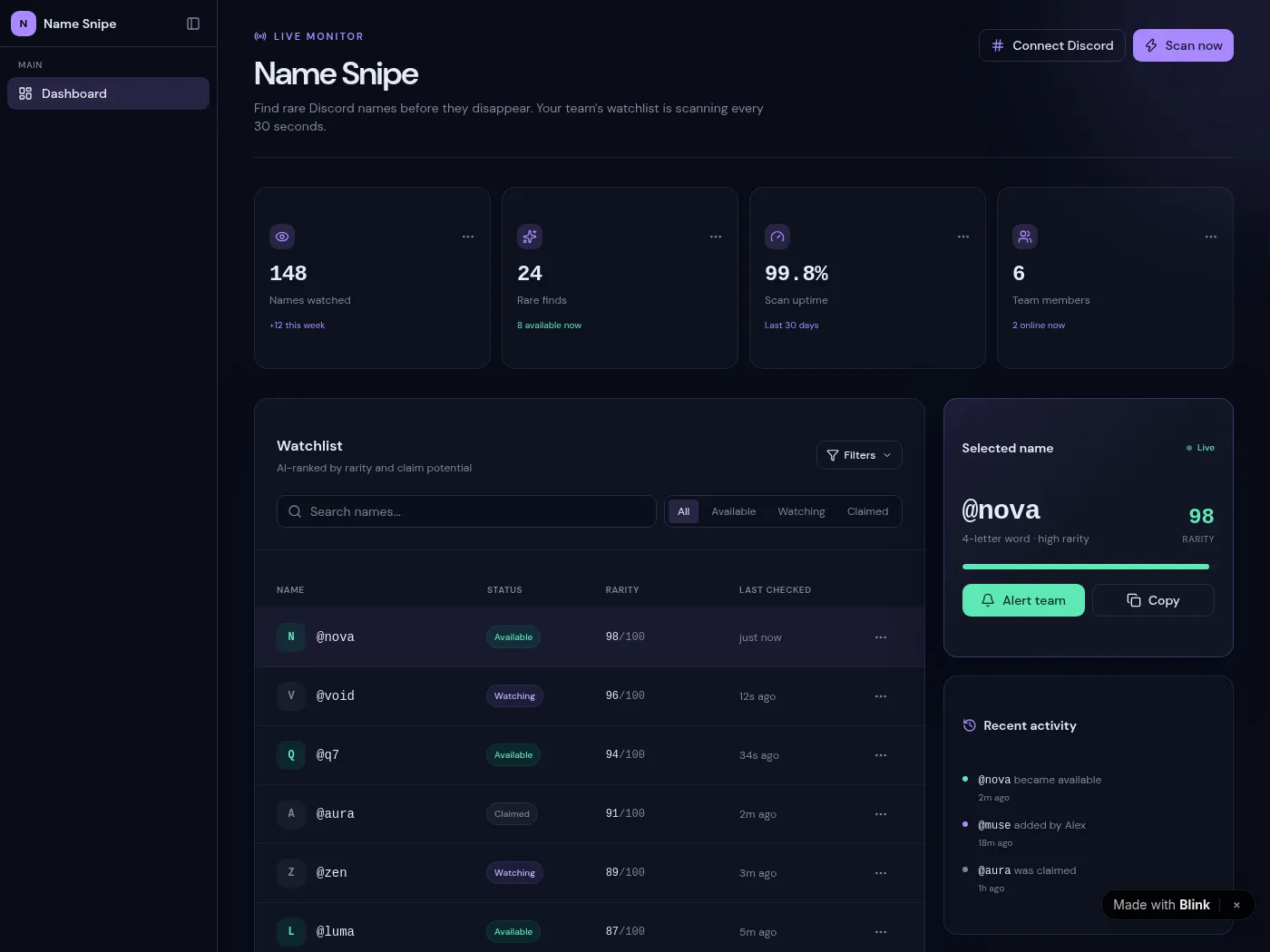 Discord Name Snipe AI