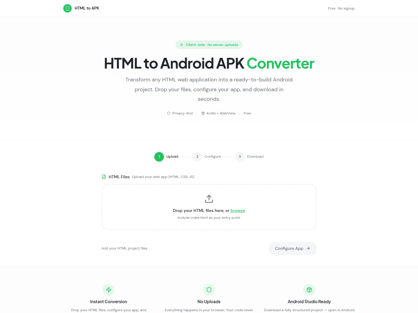 HTML to APK Converter
