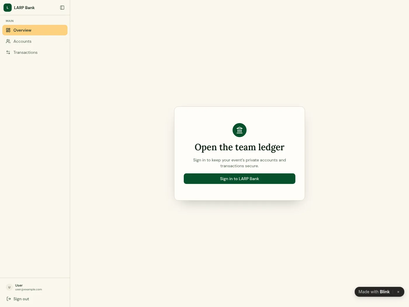 LARP Bank Manager