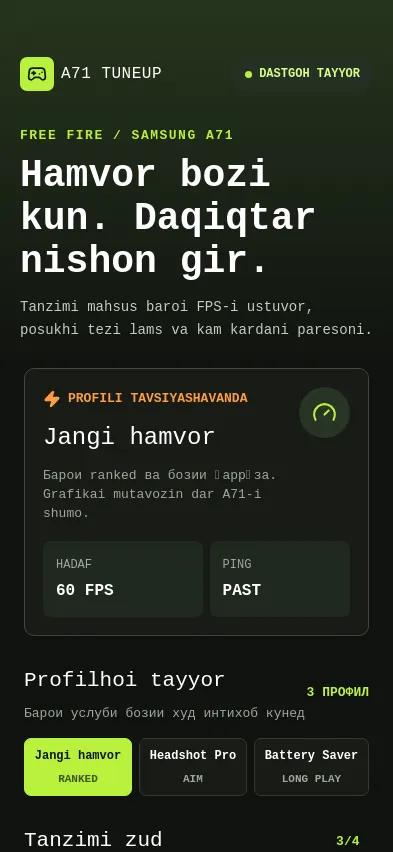 Free Fire TuneUp A71