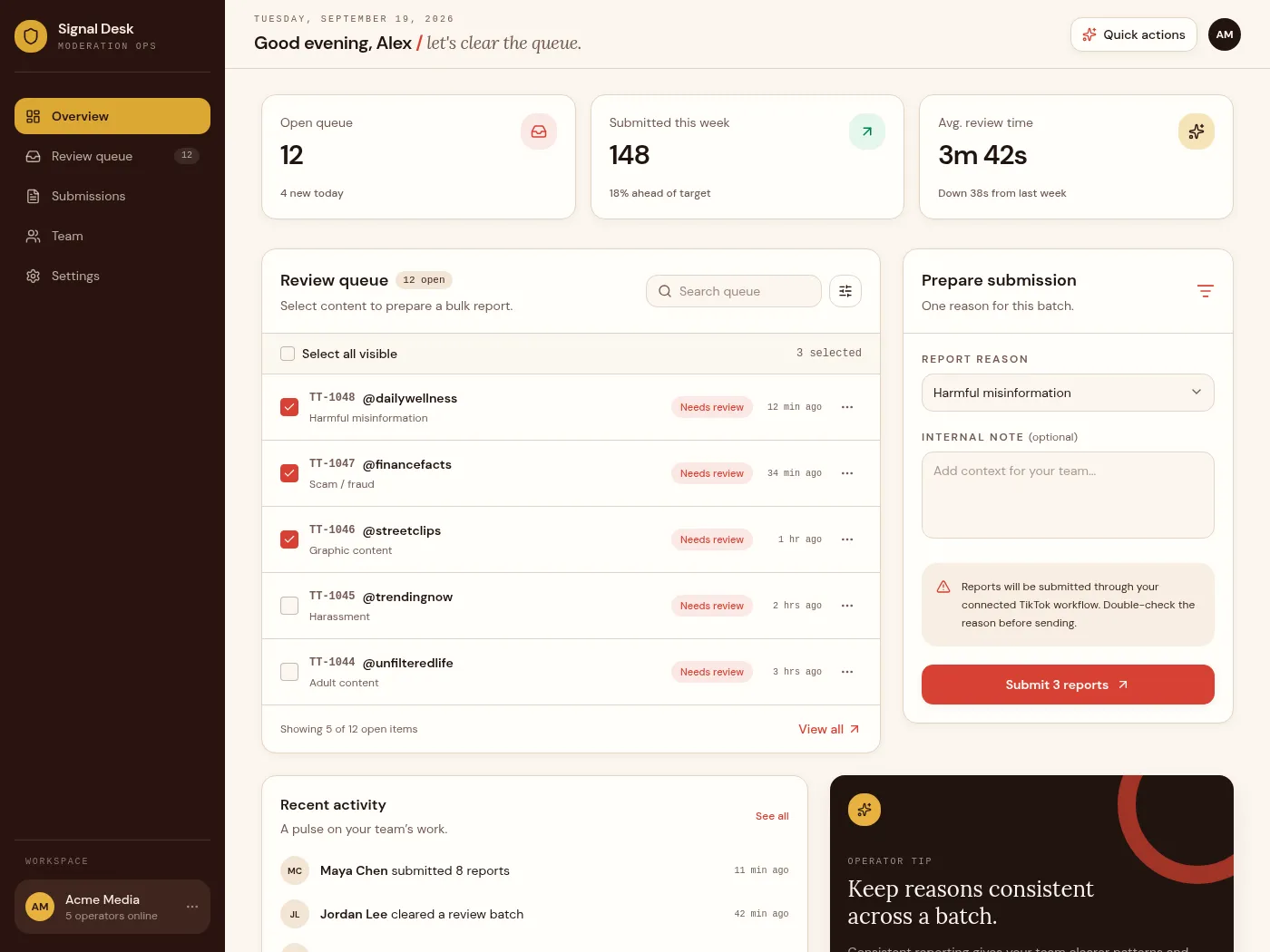 TikTok Report Manager