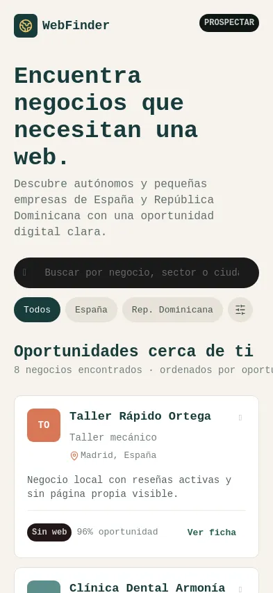 WebFinder Móvil