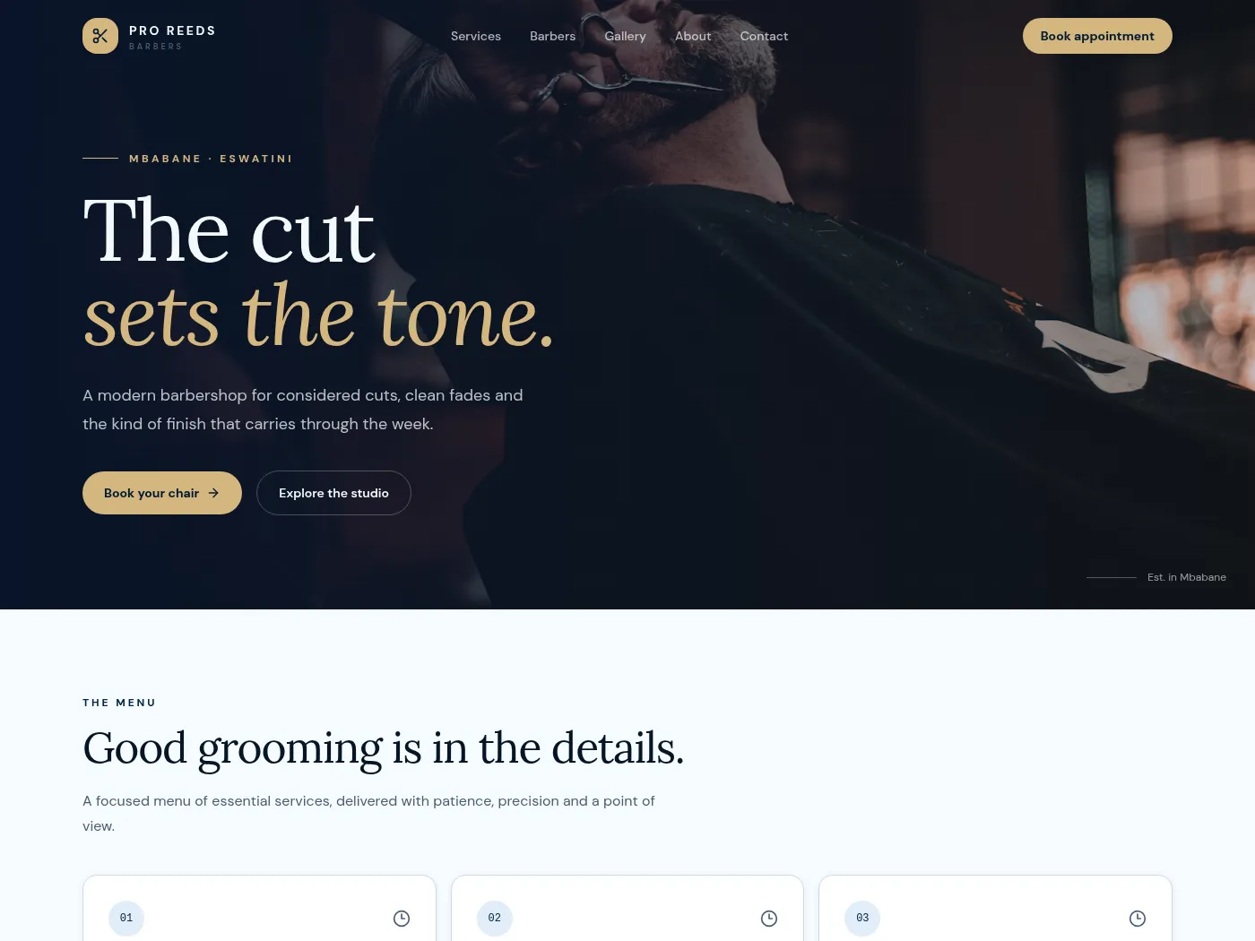 Pro Reeds Barbers UI