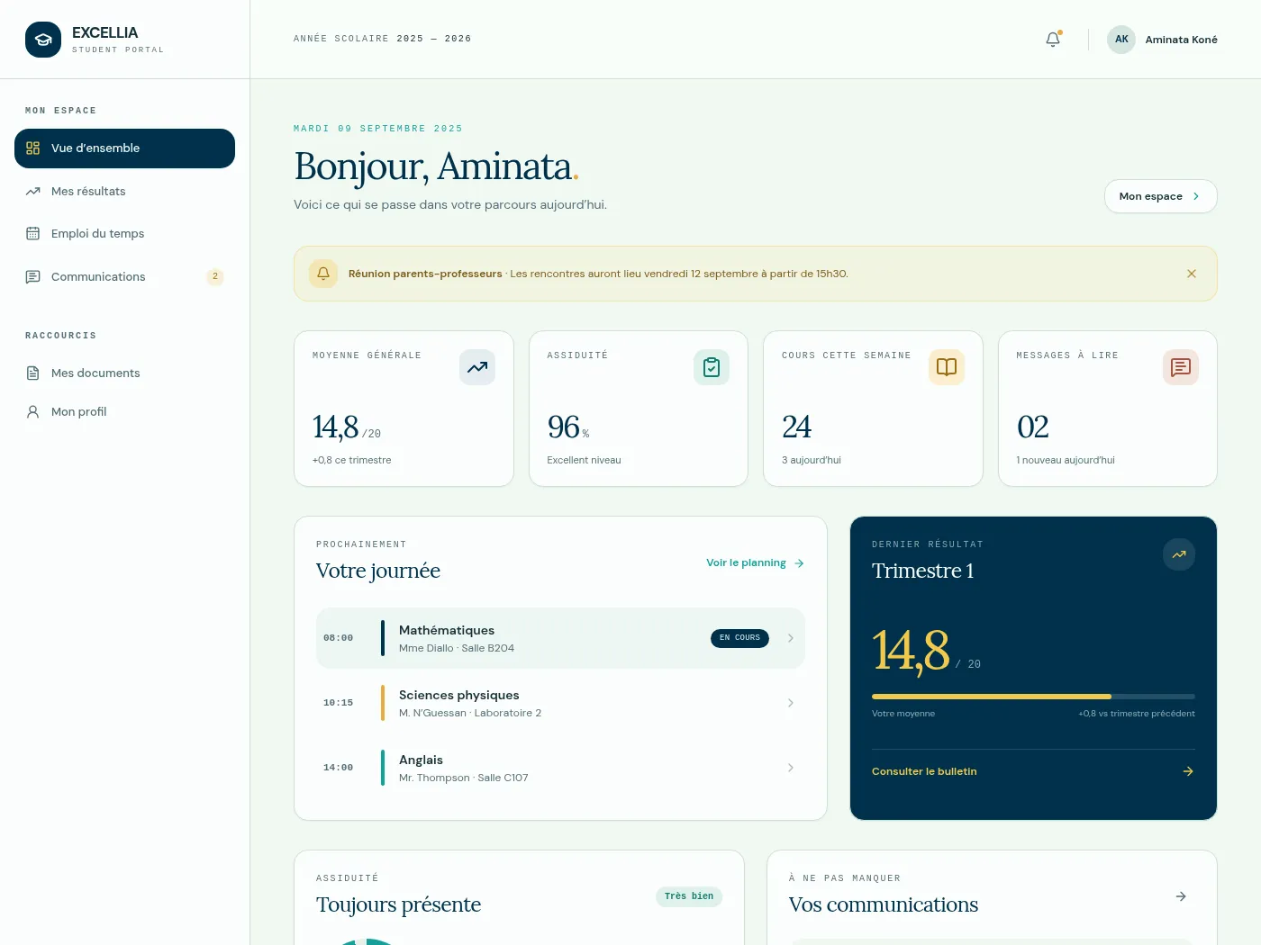 EXCELLIA Student Portal