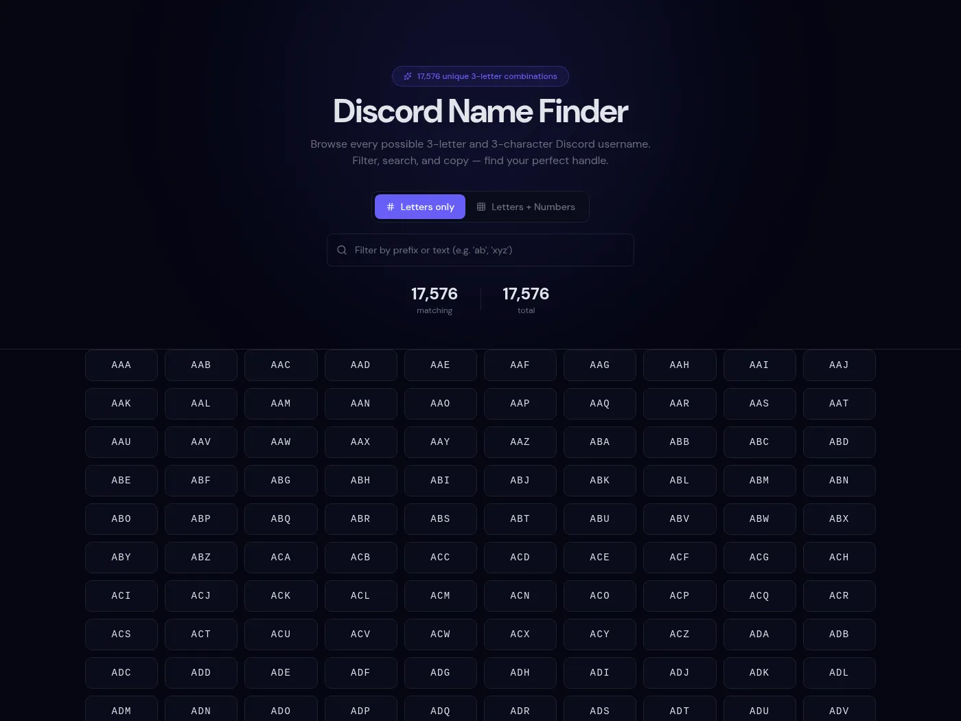 Discord Name Finder
