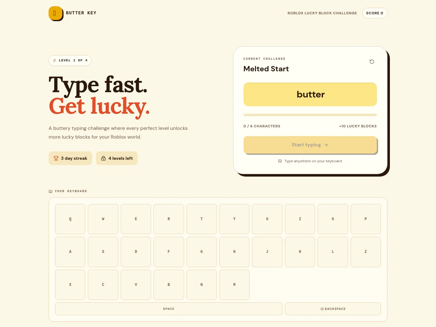 Butter Key Game