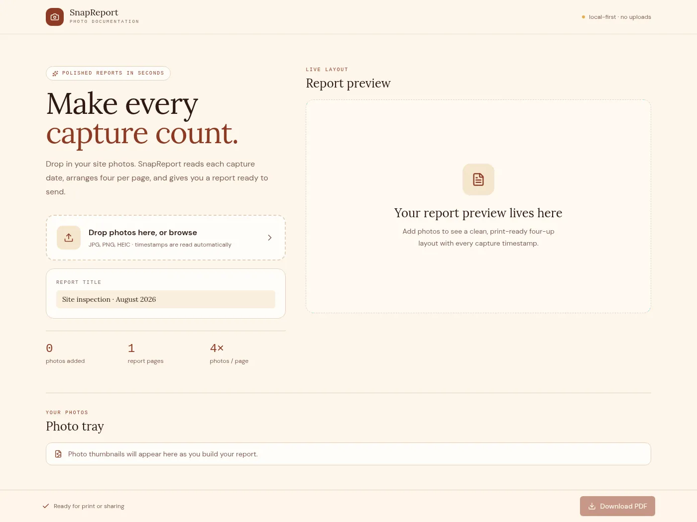SnapReport PDF Generator