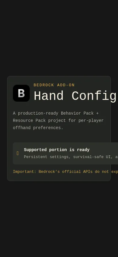 Hand Config Bedrock Add-On