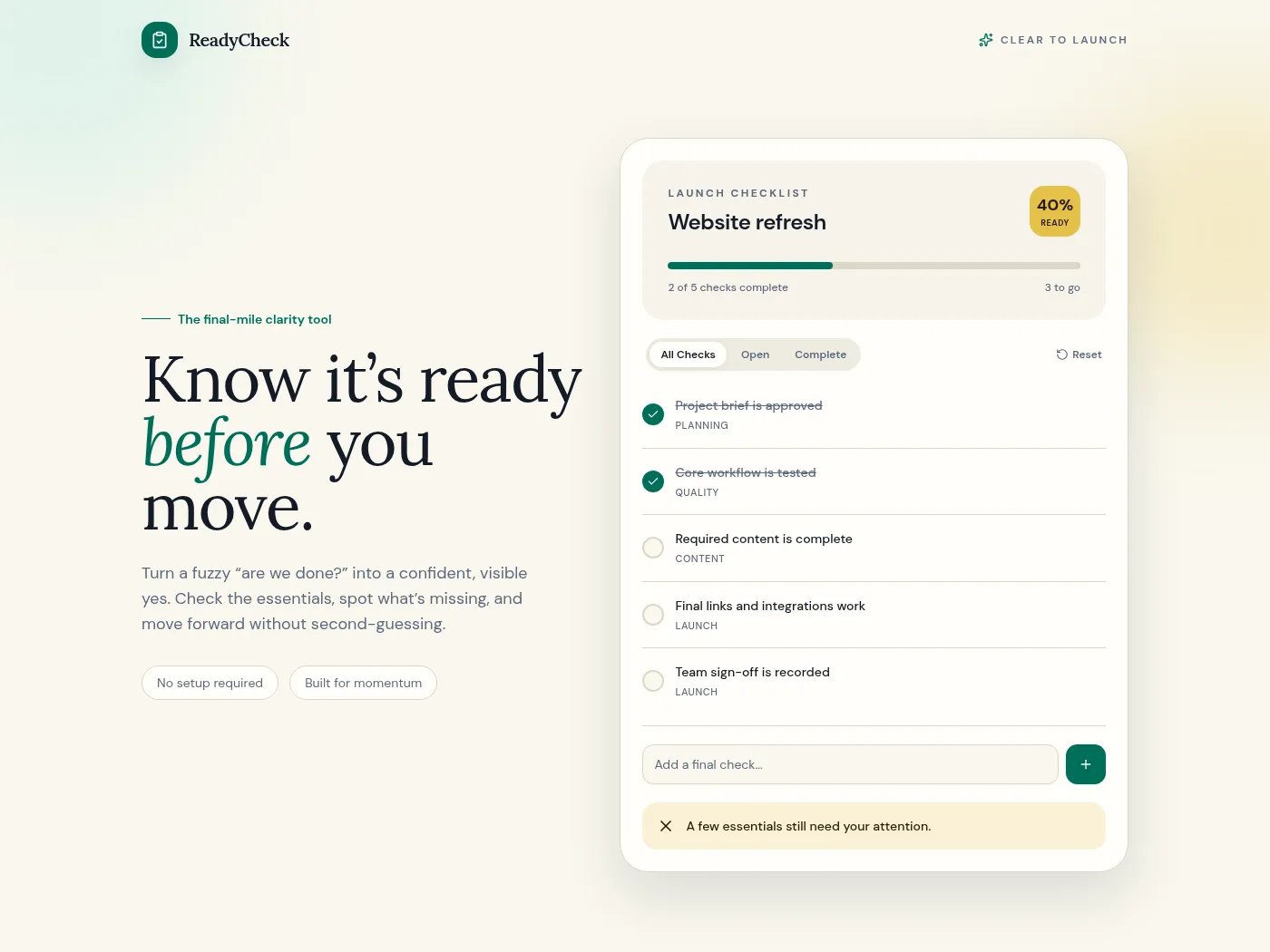 ReadyCheck App