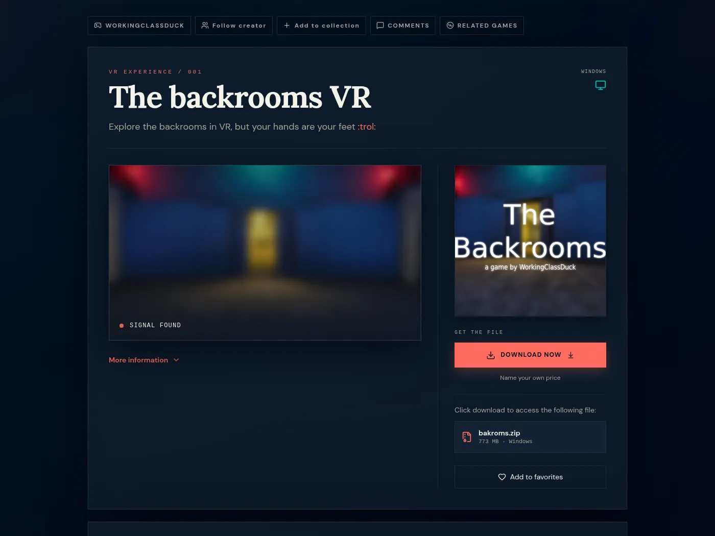 VR Backrooms Explorer