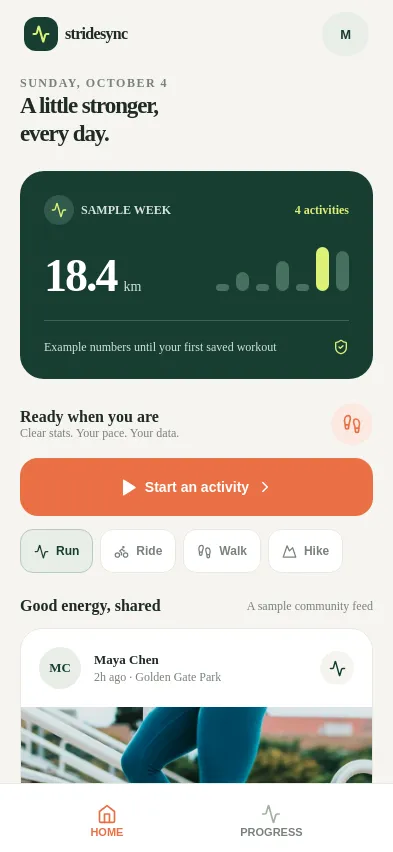 StrideSync Fitness App