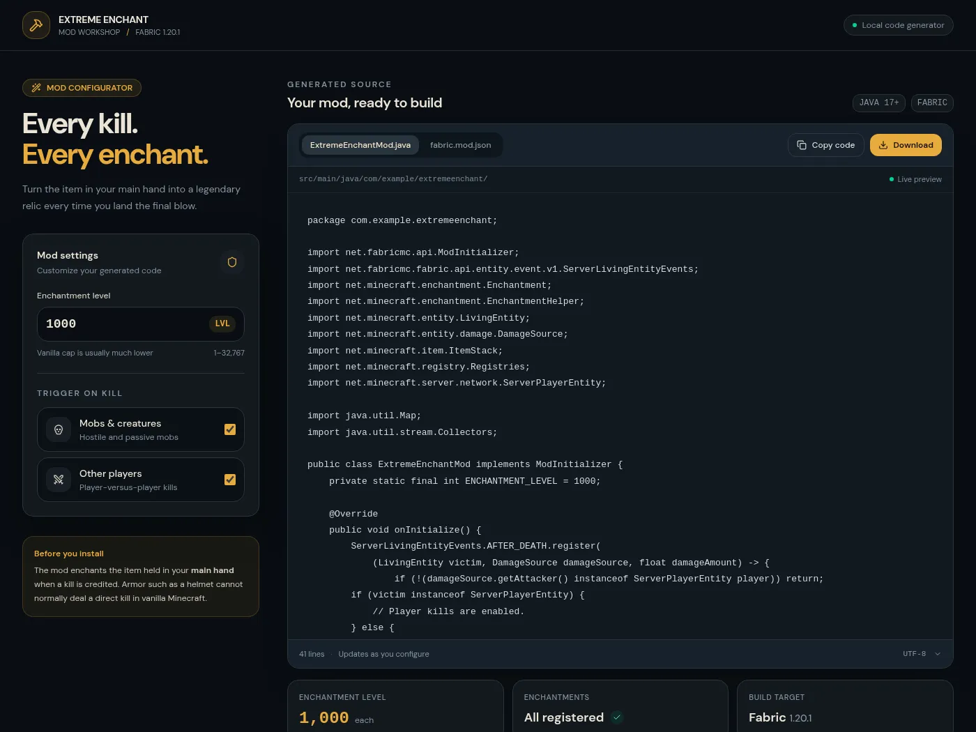 Extreme Enchant Mod