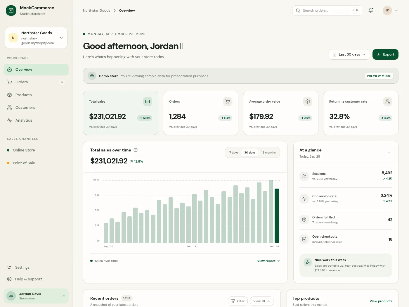 MockCommerce Dashboard
