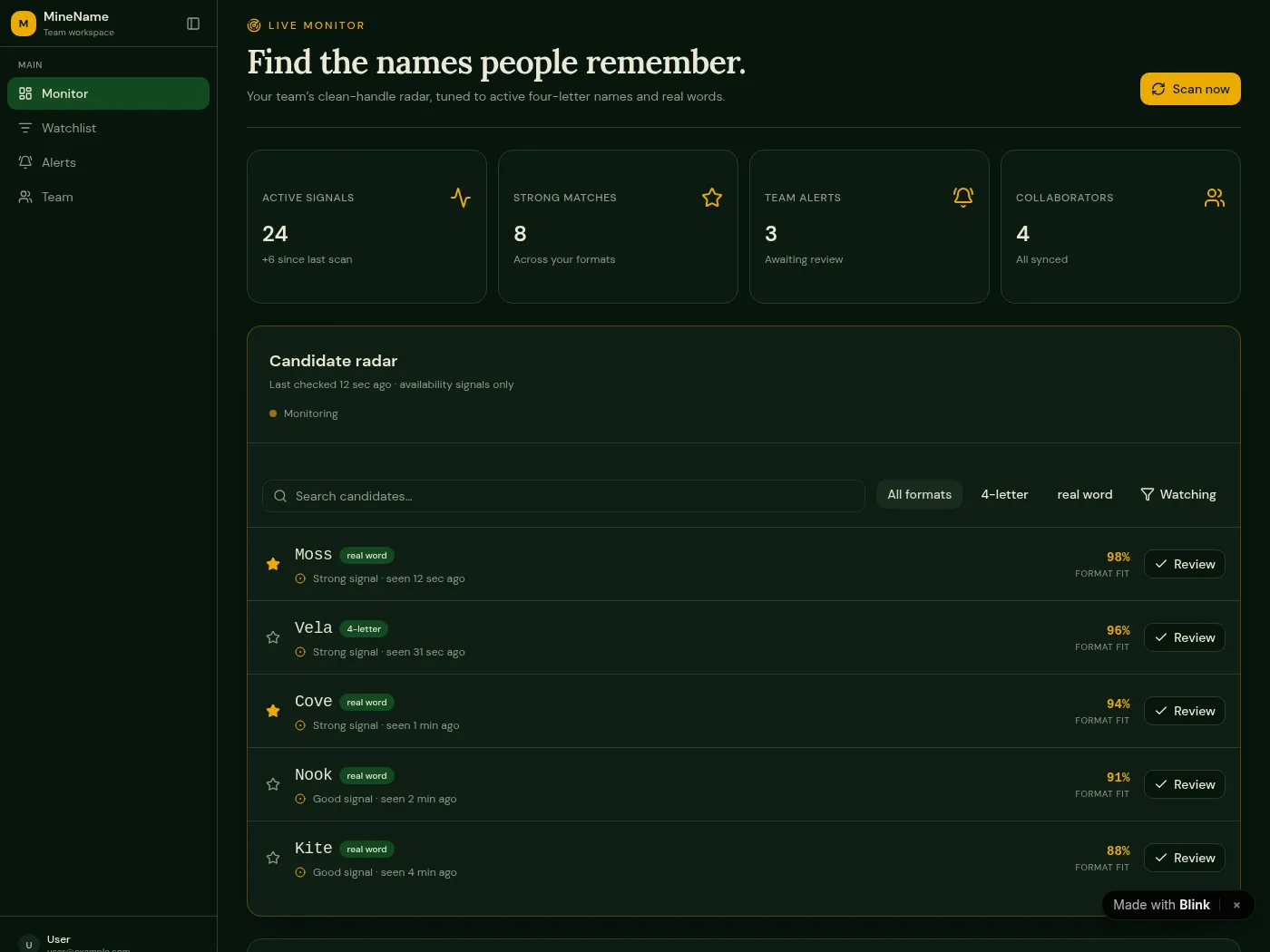 MineName Snipe