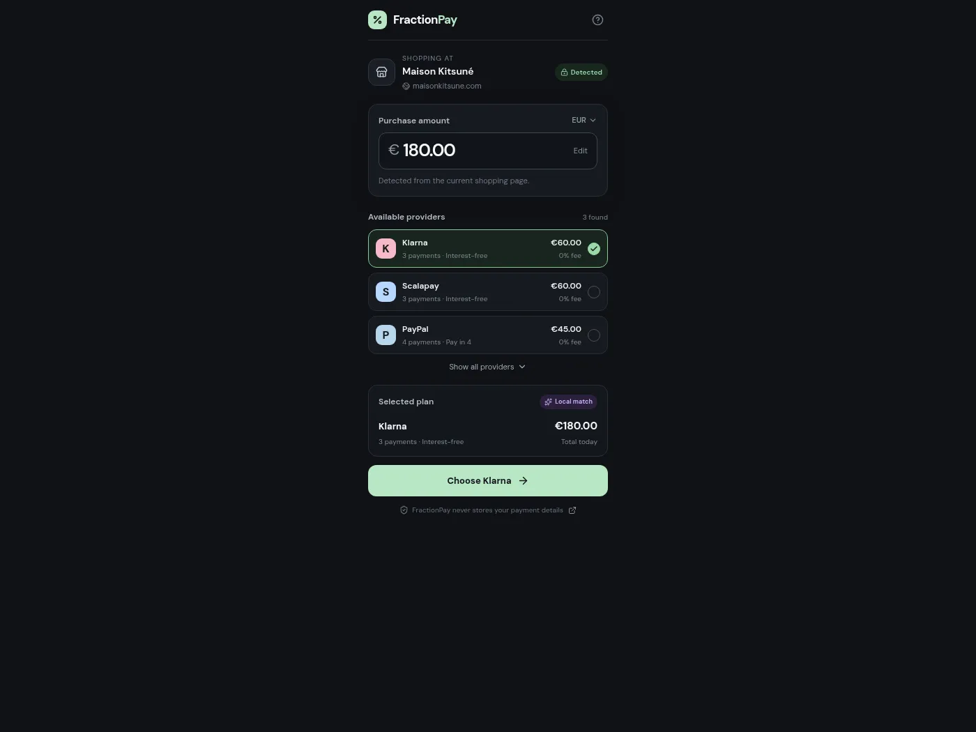 FractionPay Extension