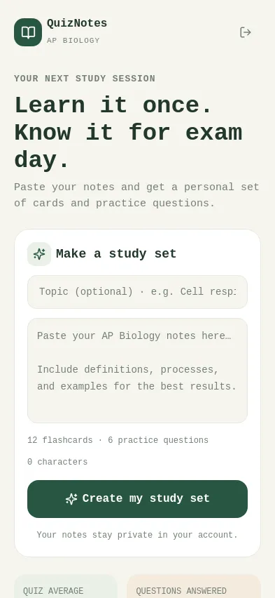QuizNotes MVP