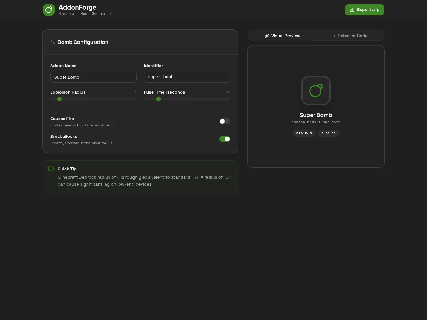 Minecraft Bombs Addon