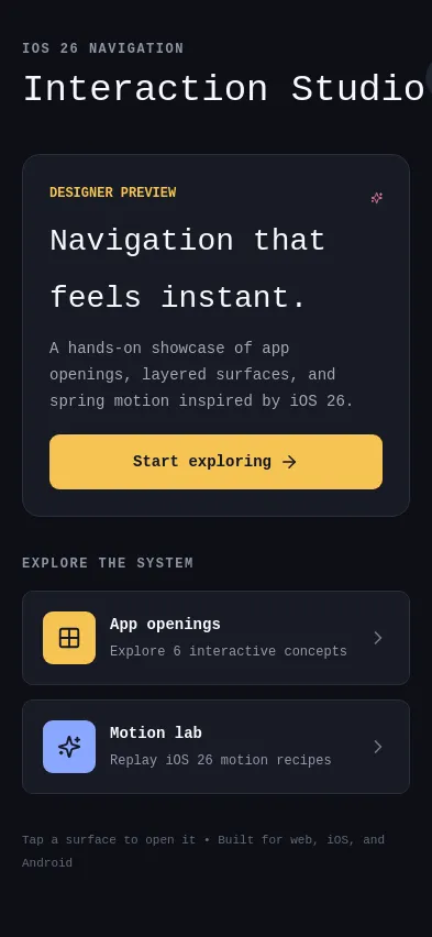 iOS 26 Nav & Anim Demo