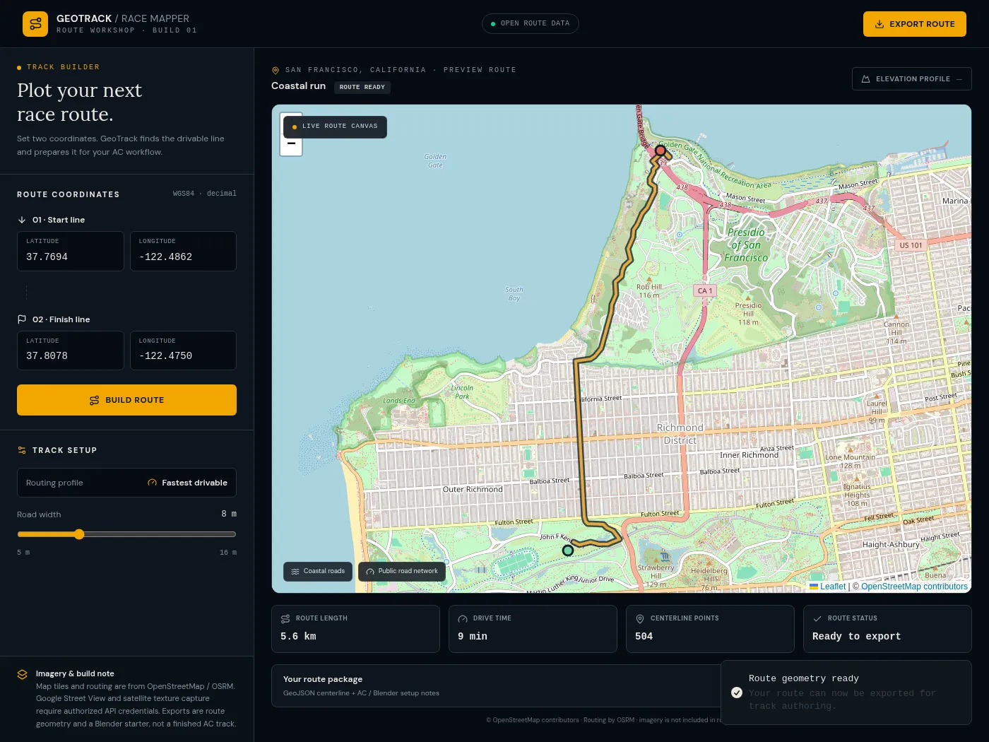 GeoTrack Race Mapper