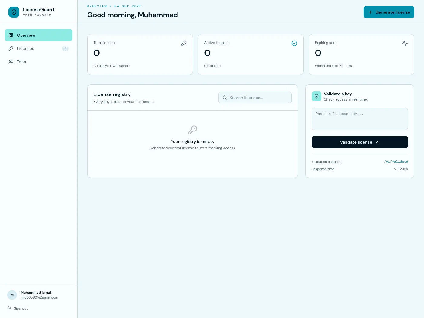 LicenseGuard Portal