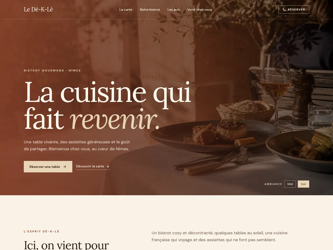 Dé-K-Lé Bistrot Website