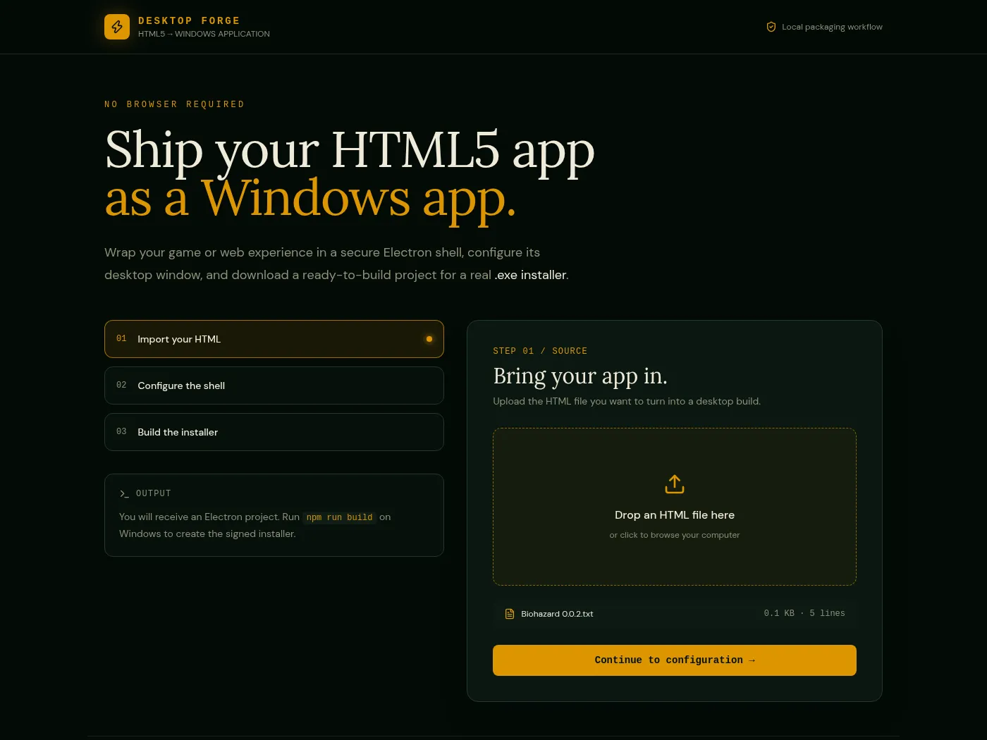 HTML5 App to EXE