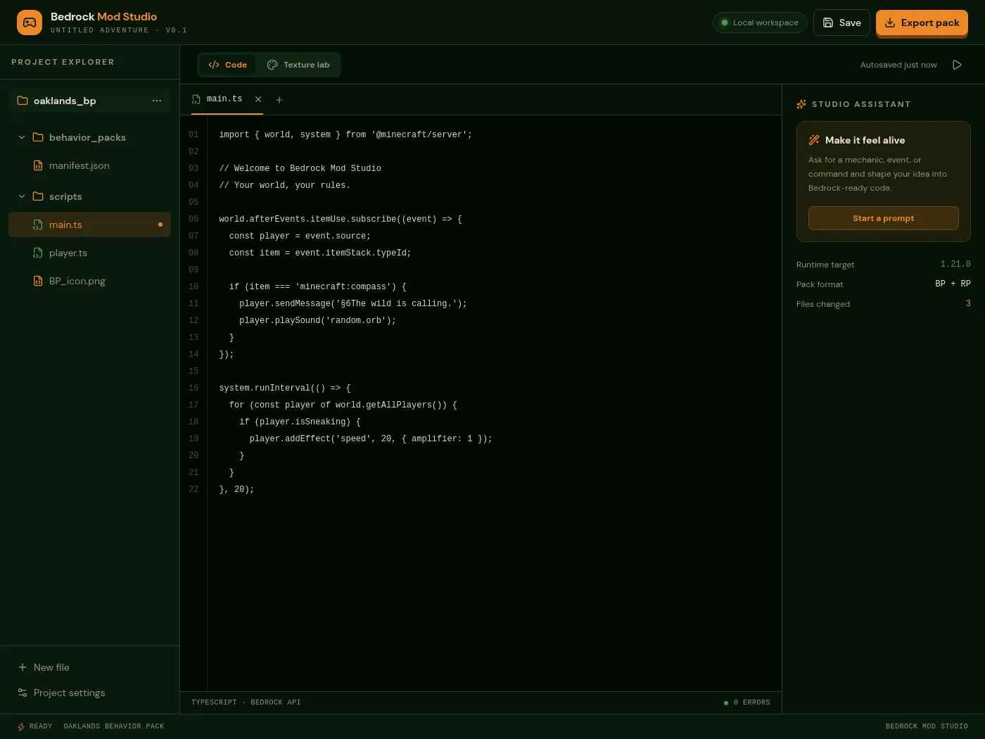 Bedrock Mod Studio