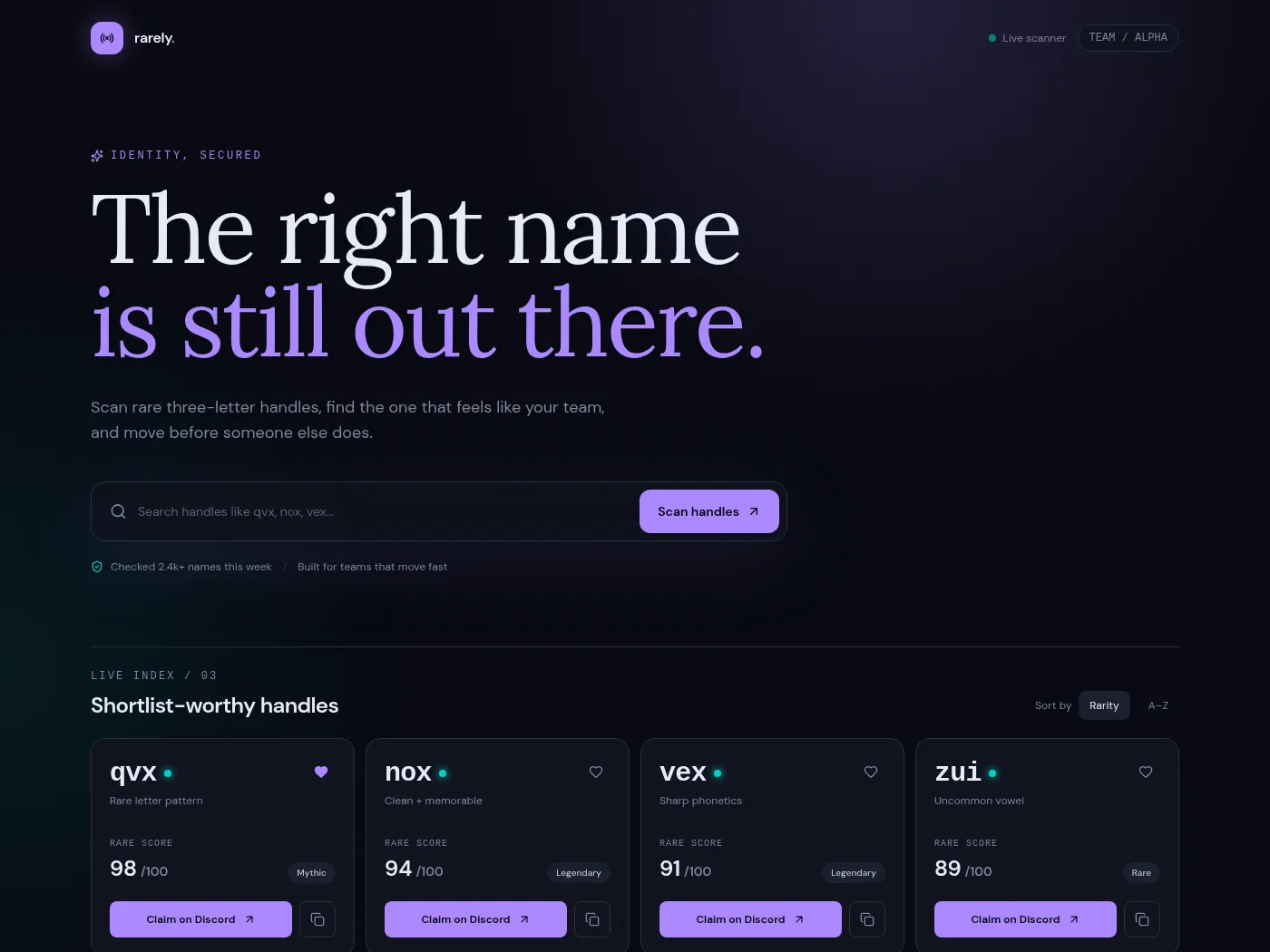 Rare Discord Handle Finder
