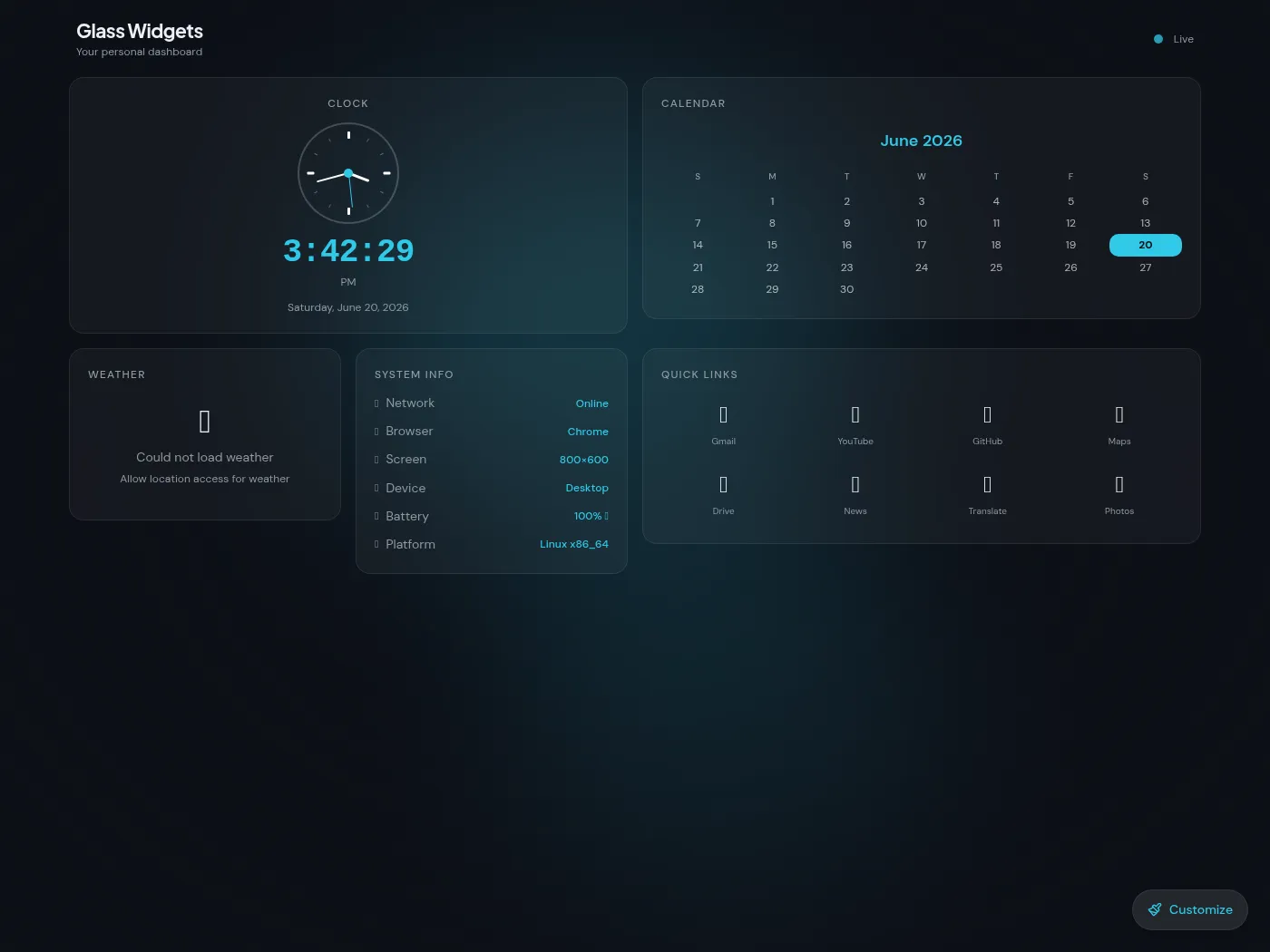Glass Widgets Web