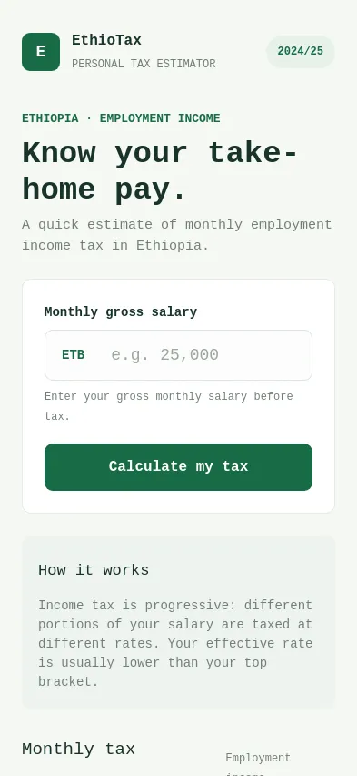 EthioTax Mobile App