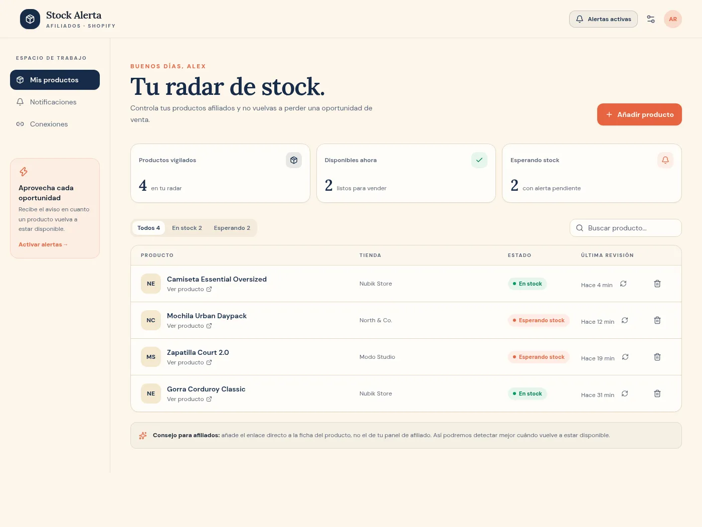 Shopify Stock Alerta