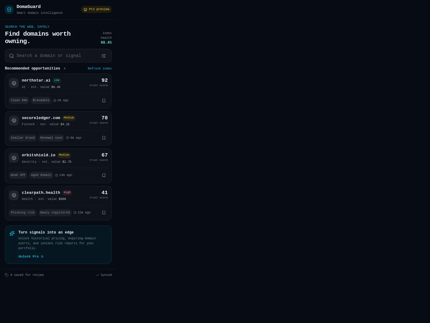 DomaGuard Smart Search