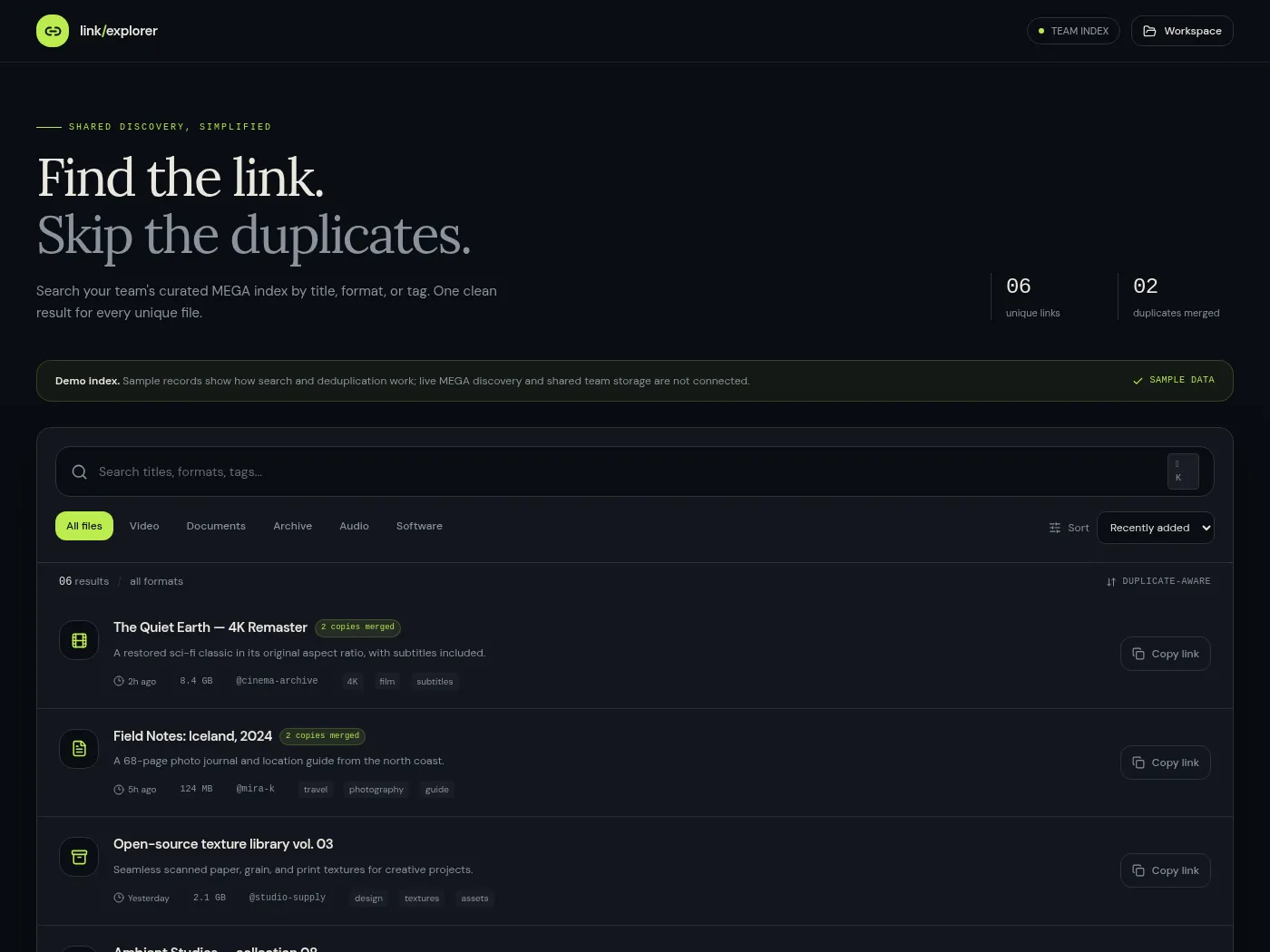 MEGA Link Explorer