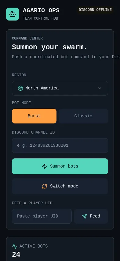 Agario-Discord Control Hub