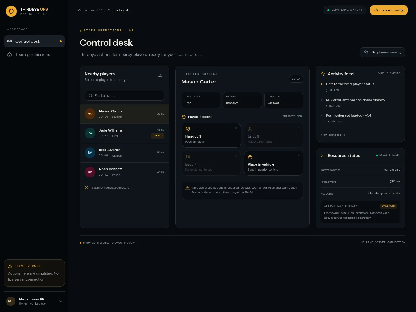FiveM Roleplay Control Suite