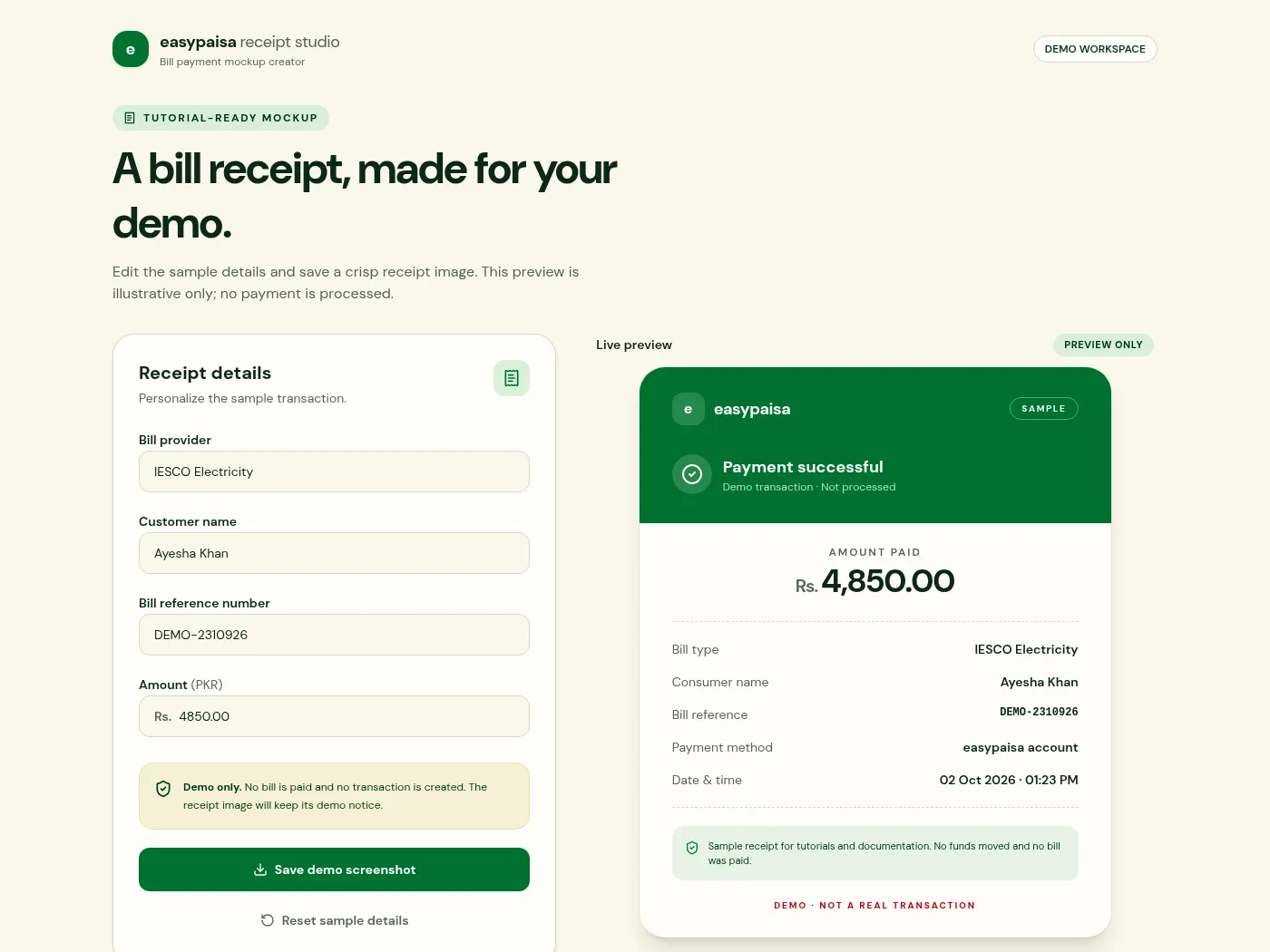 Easypaisa Bill Pay Demo